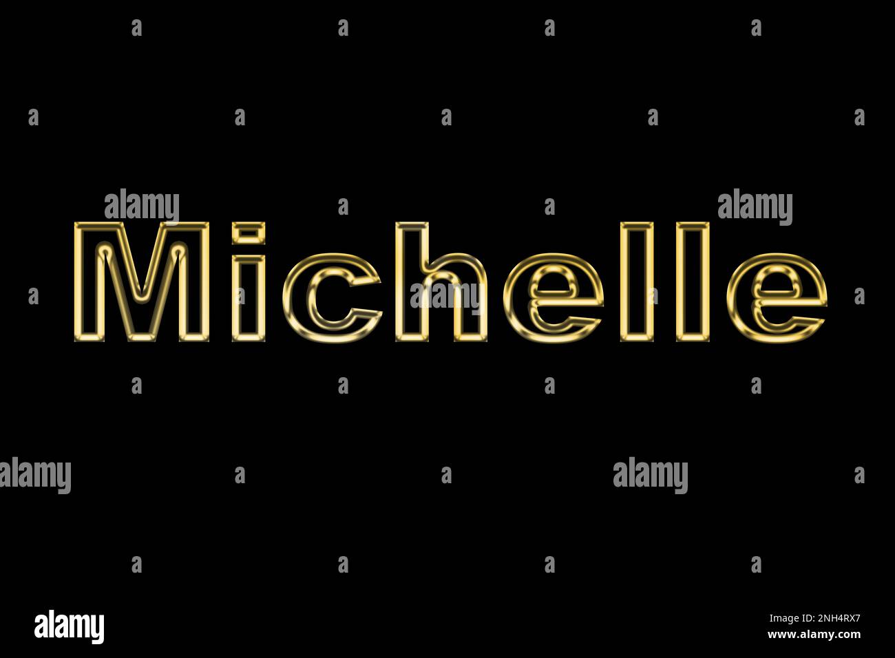 Female name . Gold 3D icon on black background. Decorative font ...