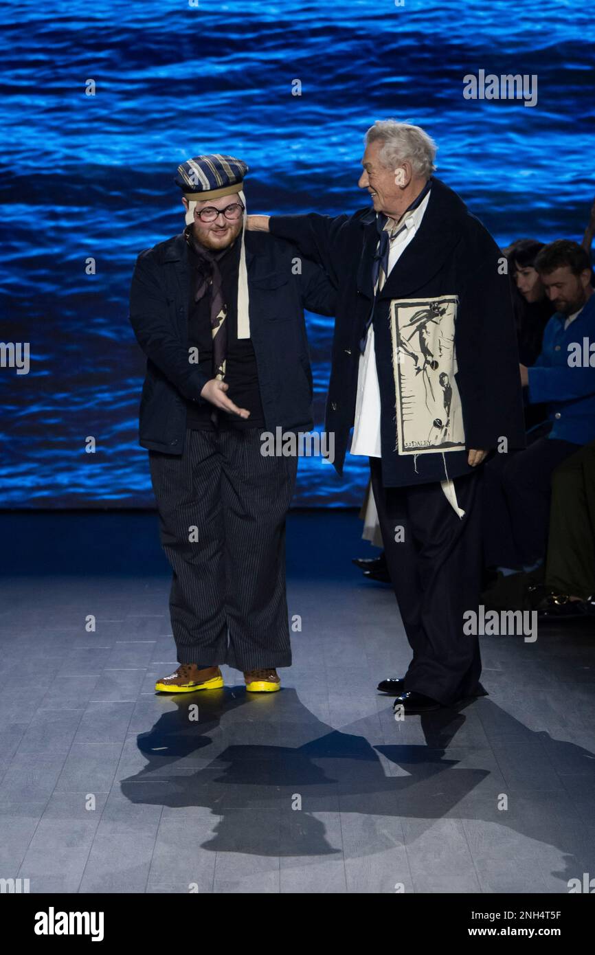 Sir Ian McKellen and Steven Stokey-Daley on the runway at the SS Daley ...