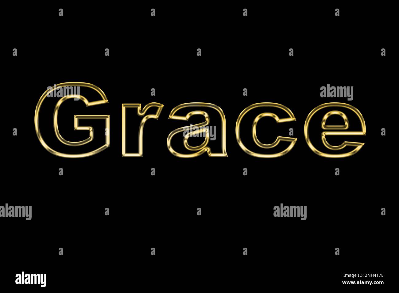 Female name . Gold 3D icon on black background. Decorative font ...