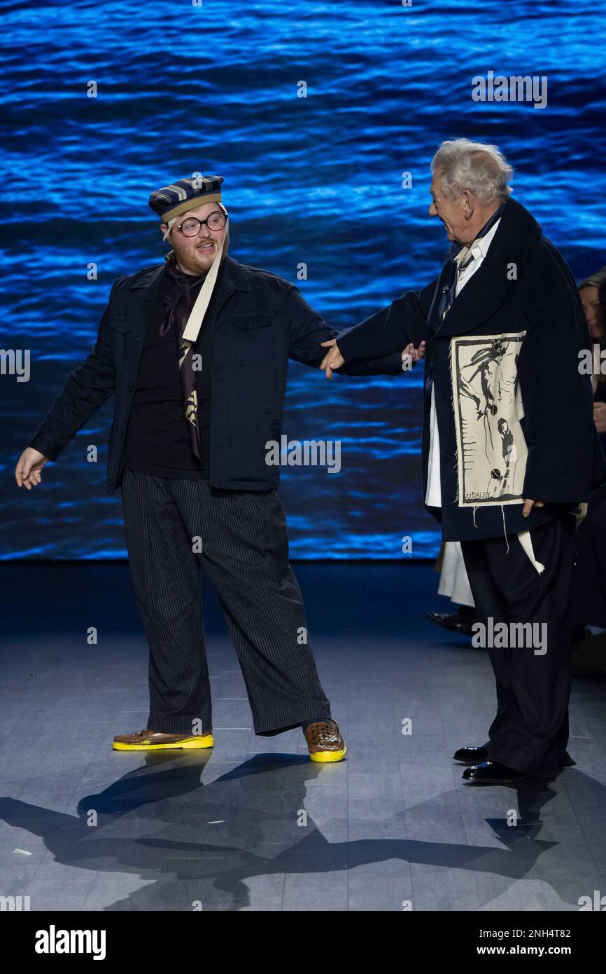 Sir Ian McKellen and Steven Stokey-Daley on the runway at the SS Daley ...