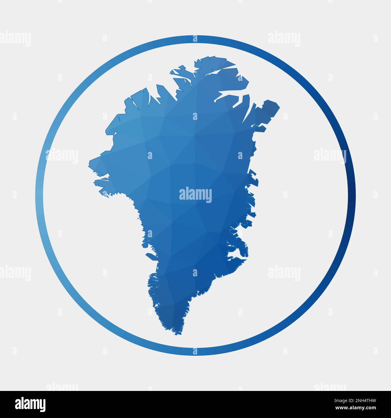 Greenland icon. Polygonal map of the country in gradient ring. Round ...