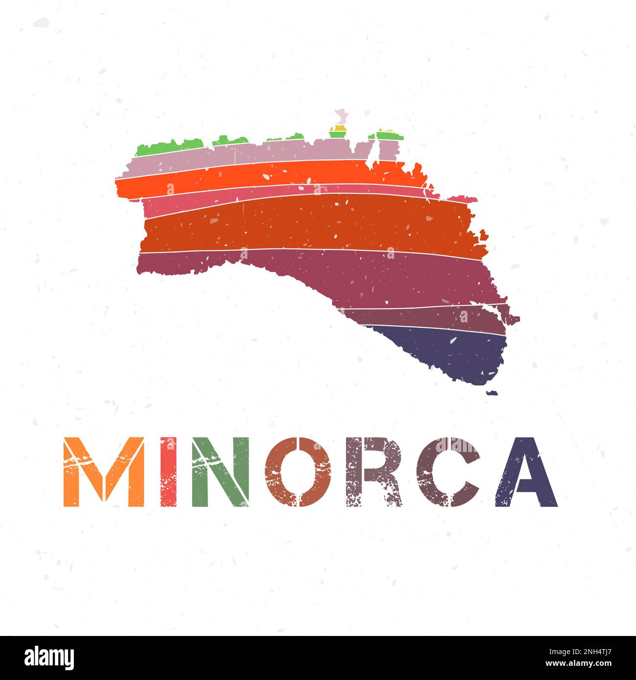 Minorca map design. Shape of the island with beautiful geometric waves ...
