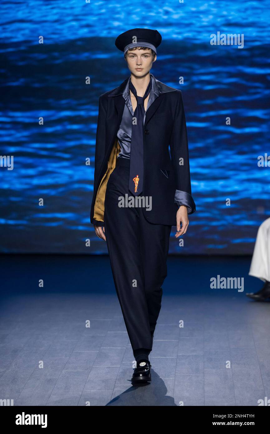 Models on the runway at the SS Daley fashion show during the Fall ...