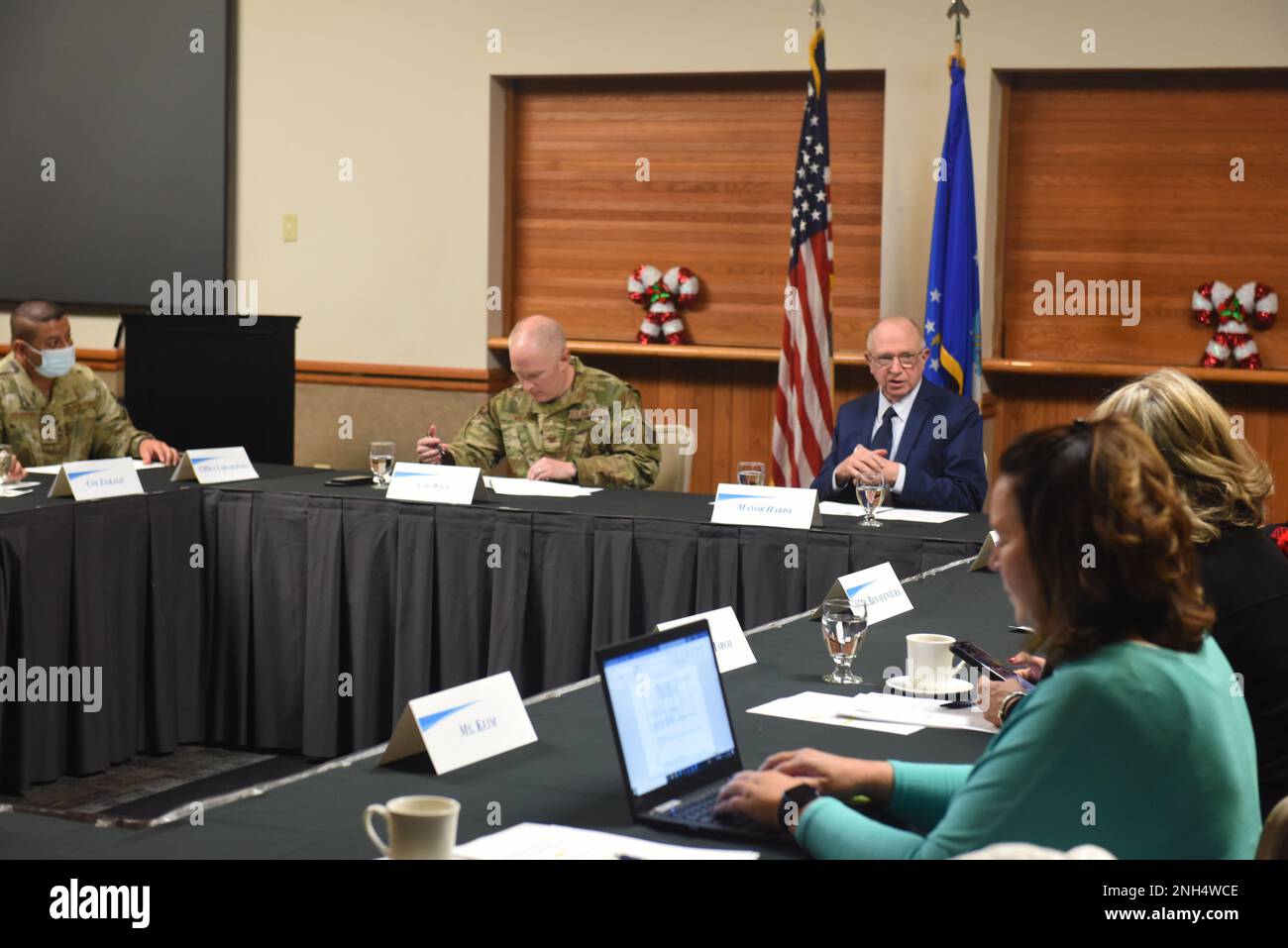 Colonel Jason Wild, 99th Air Base Wing Vice Commander, and Mayor Joe ...