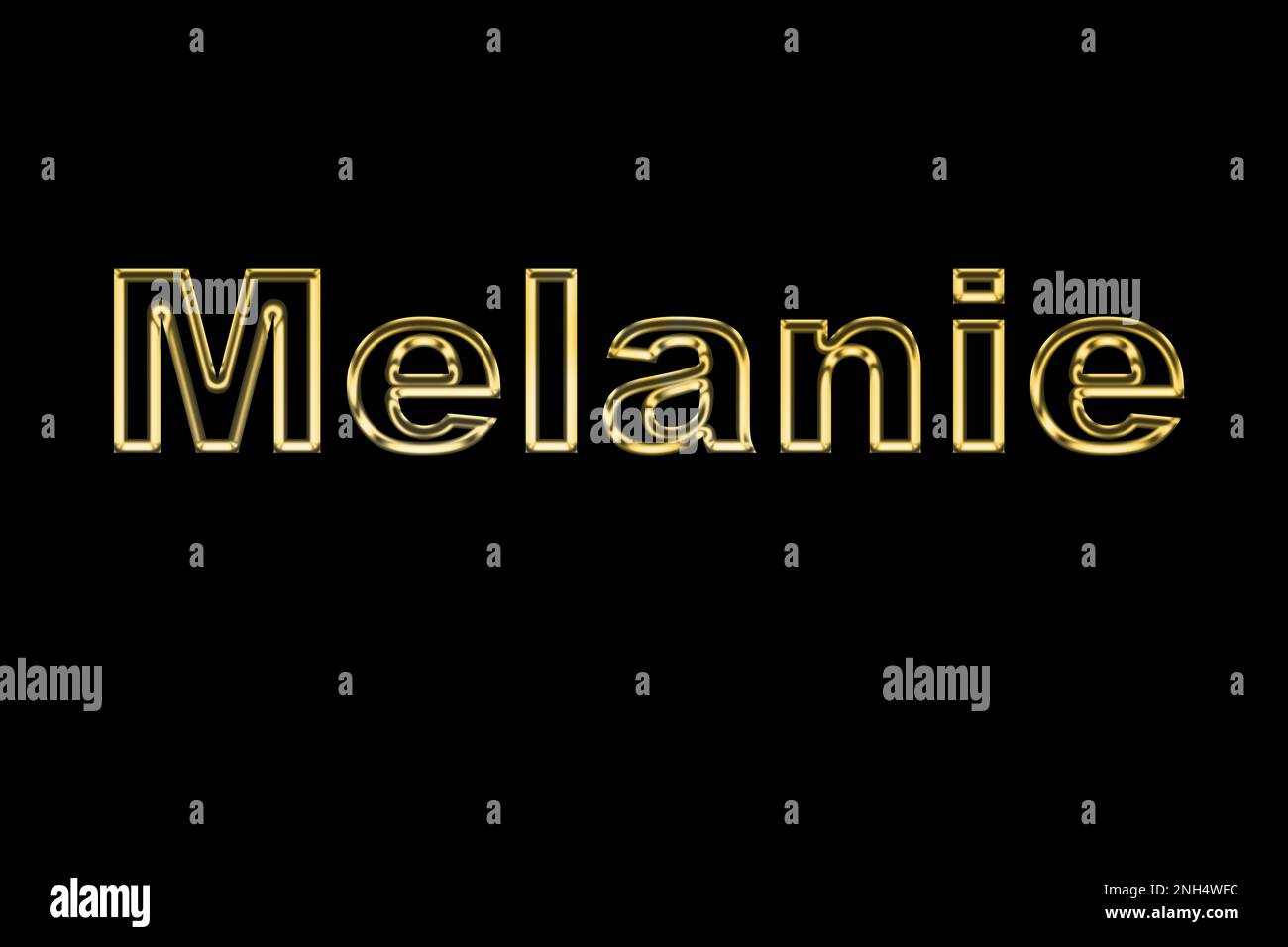Female name . Gold 3D icon on black background. Decorative font ...
