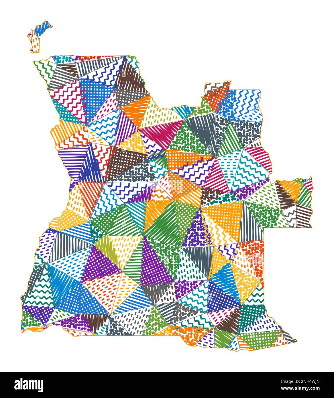 Kid style map of Angola. Hand drawn polygons in the shape of Angola ...
