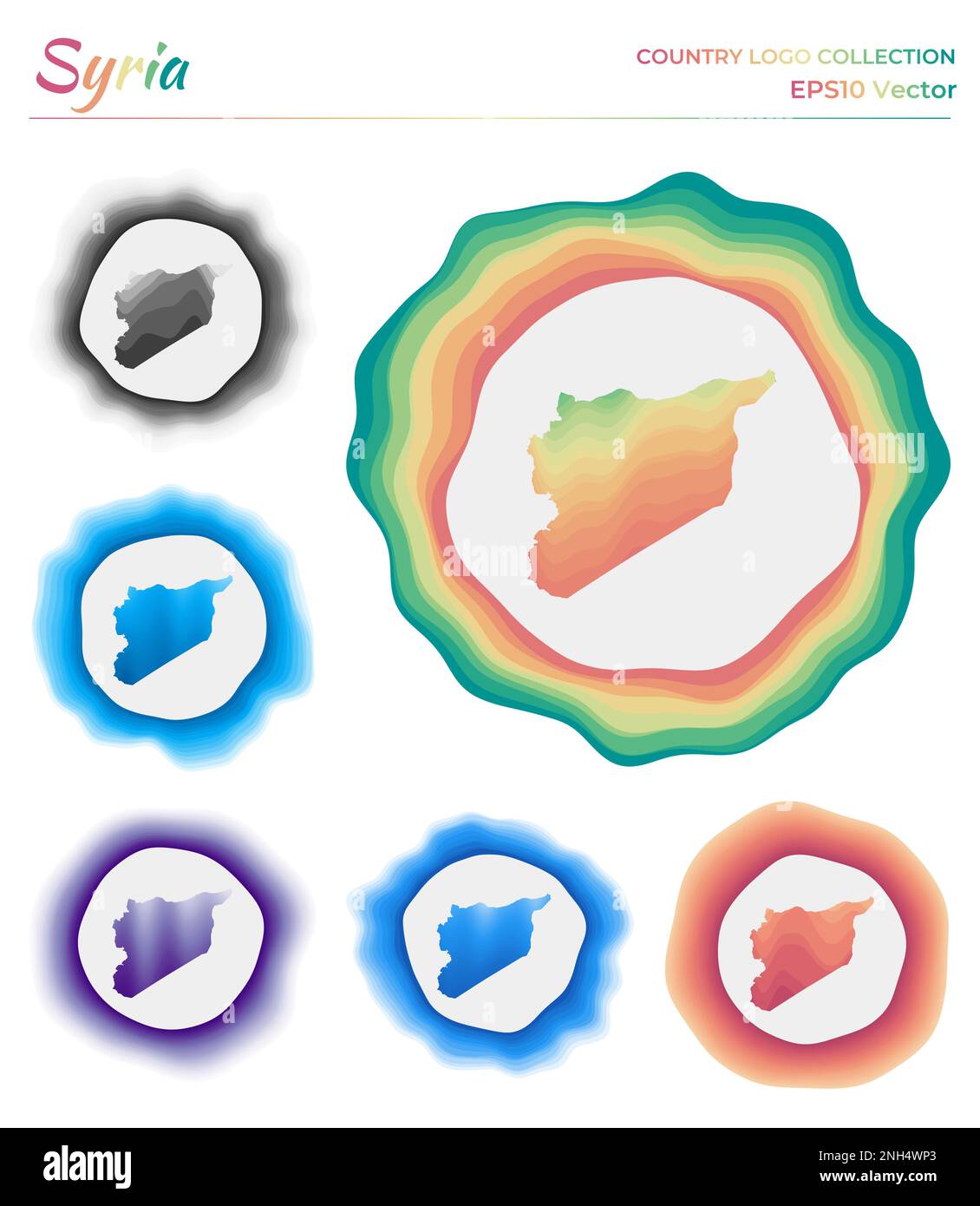 Syria logo collection. Colorful badge of the country. Layers around ...