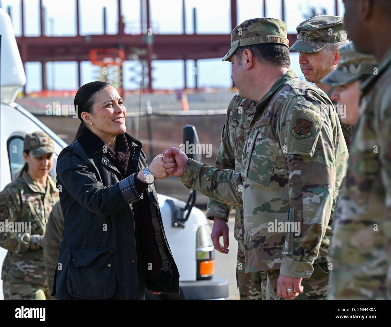 Under Secretary of the Air Force Gina Ortiz Jones is greeted by 480th ...