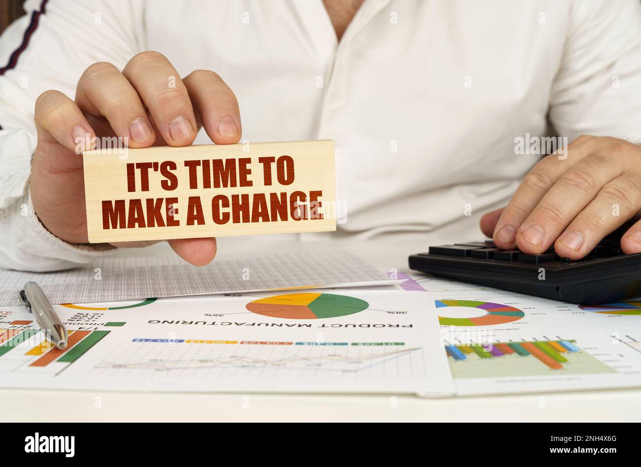 Business concept. On the table are business charts and diagrams in the ...