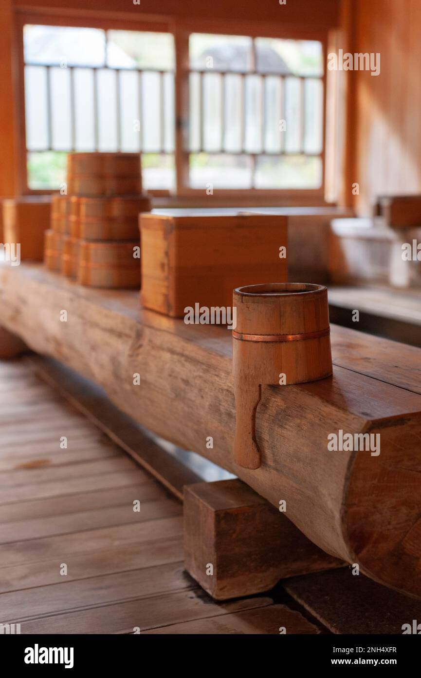 Detail of the bath at the Chojukan at Hoshi Onsen, Gunma, Japan Stock ...