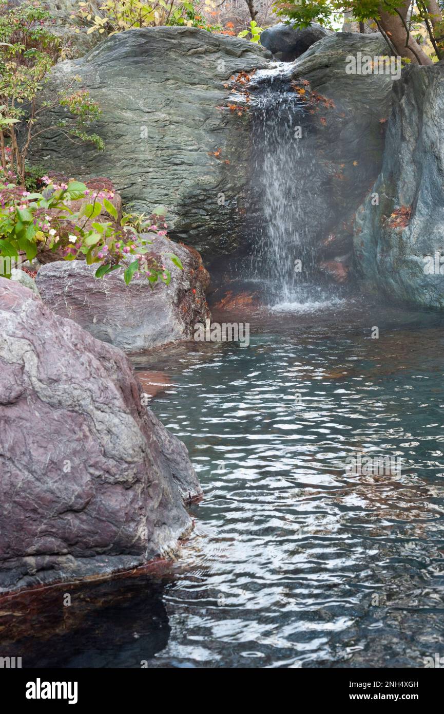 Detail of the outdoor bath at the Chojukan at Hoshi Onsen, Gunma, Japan Stock Photo - Alamy