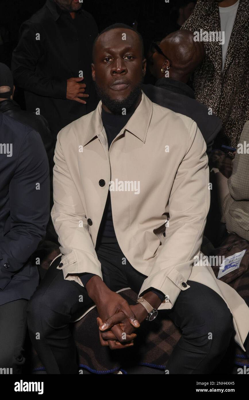 Stormzy attends the Burberry Autumn/Winter 2023 fashion collection ...