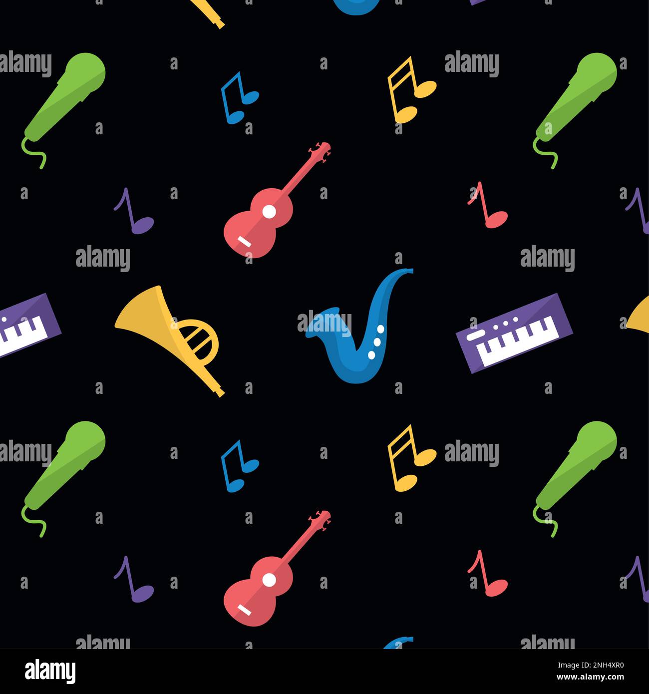 Seamless pattern background with musical instruments Vector Stock ...
