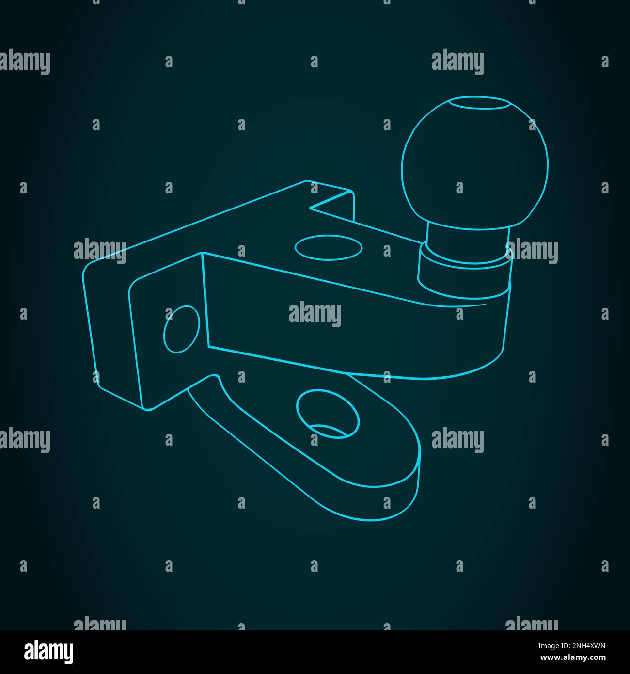 Stylized vector illustrations of blueprint of tow ball Stock Vector ...