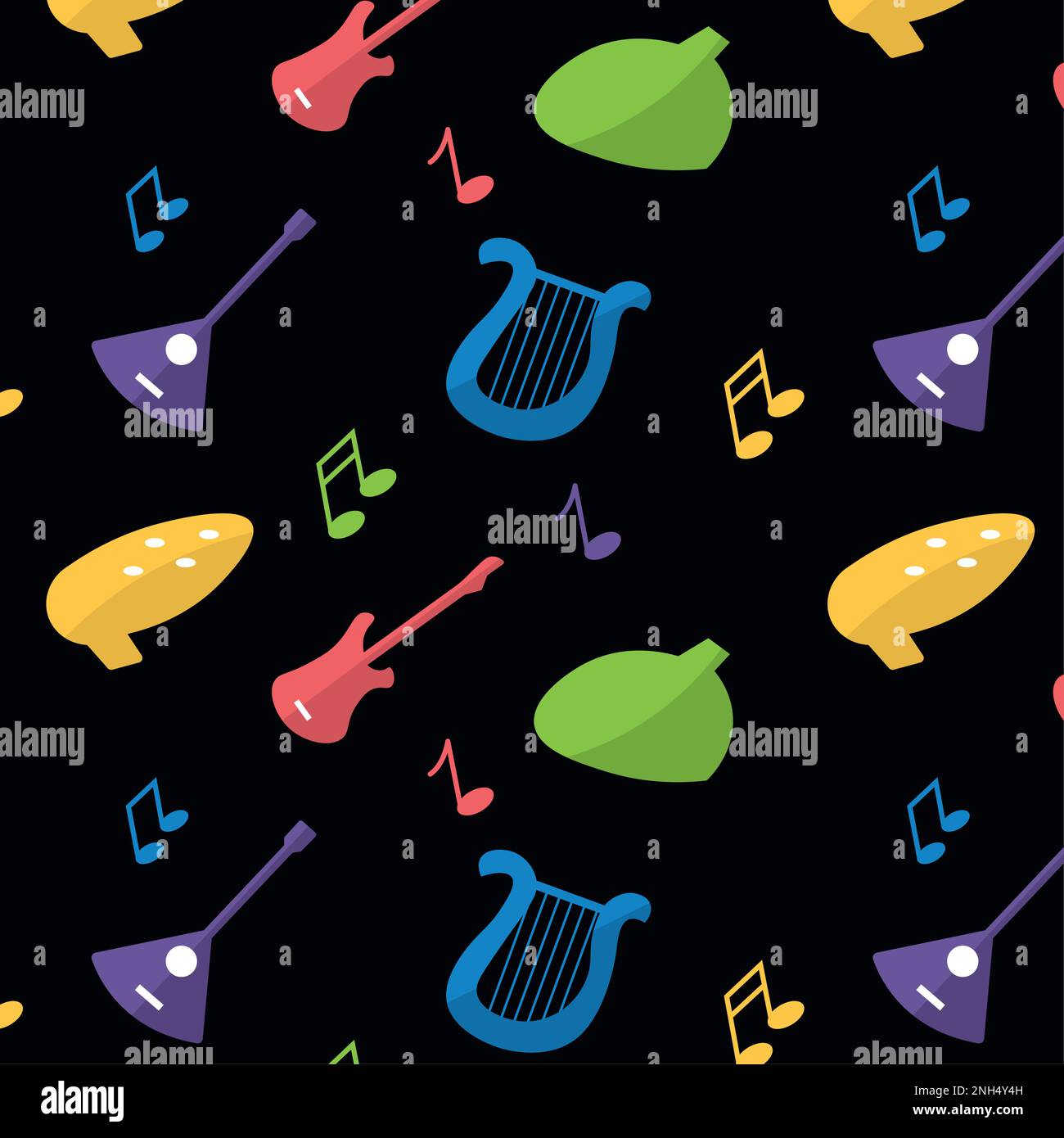 Seamless pattern background with musical instruments Vector Stock ...