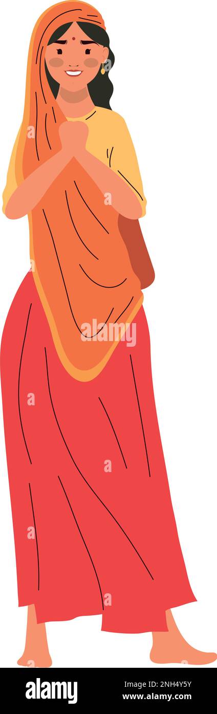 indian woman with red costume character Stock Vector Image & Art - Alamy