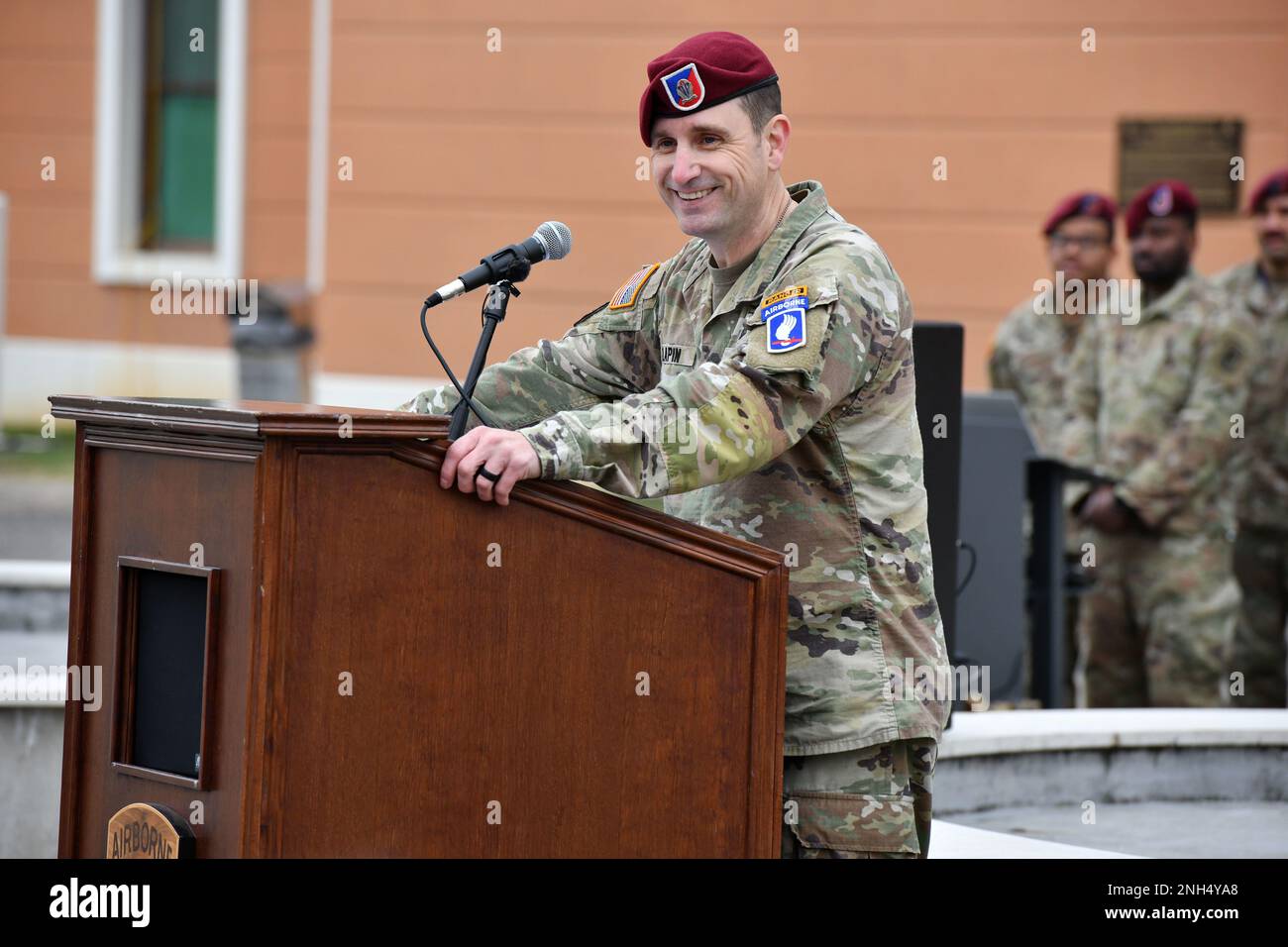 U.S. Army Command Sergeant Major Christopher D. Clapin, outgoing Command Sgt. Maj. Of the 173rd ...