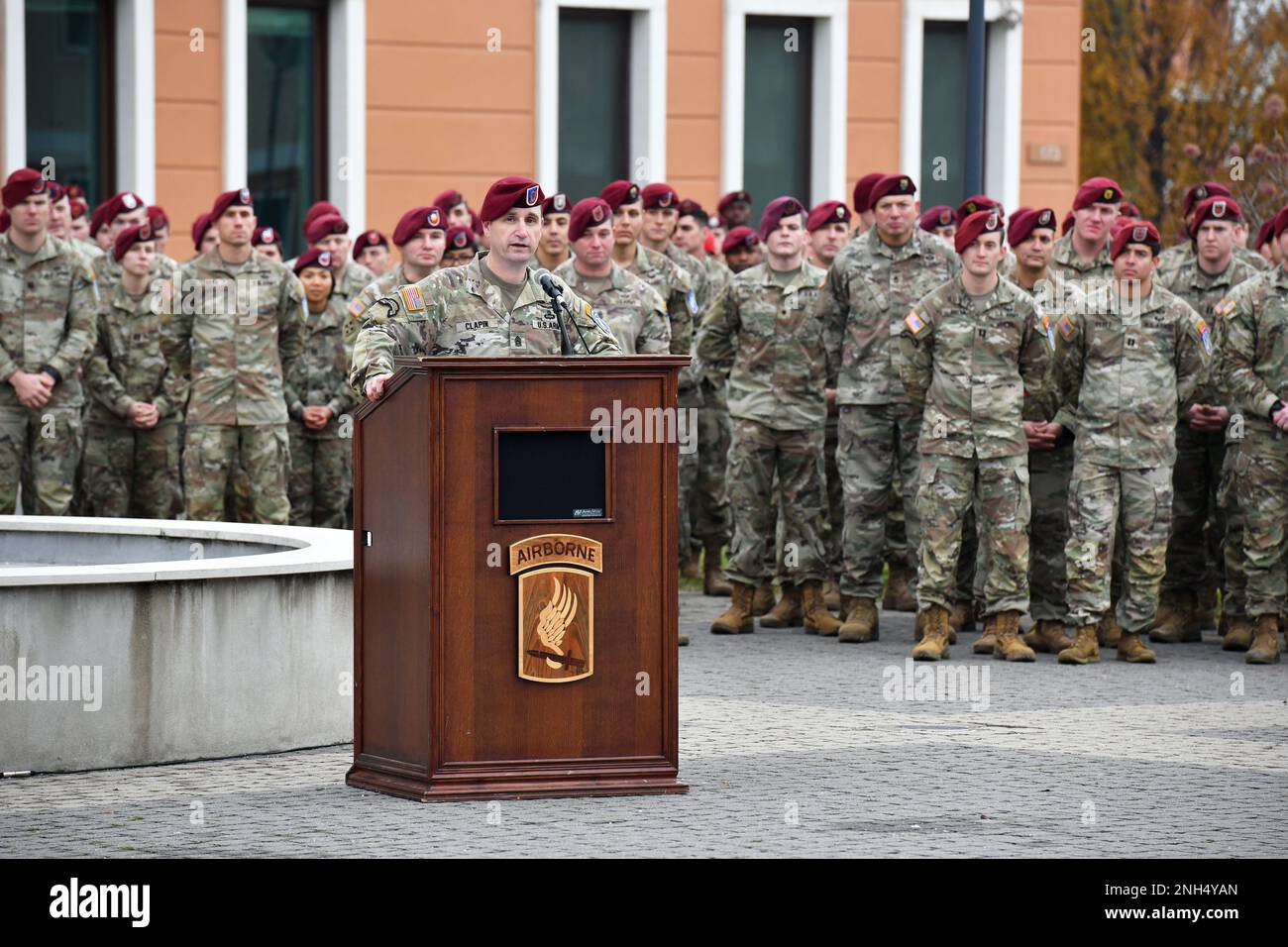 U.S. Army Command Sergeant Major Christopher D. Clapin, outgoing Command Sgt. Maj. Of the 173rd ...
