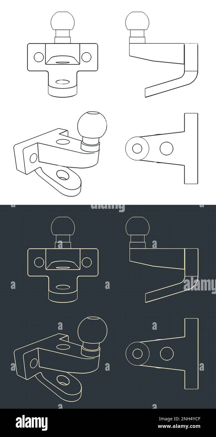 Stylized vector illustrations of blueprints of tow ball Stock Vector ...