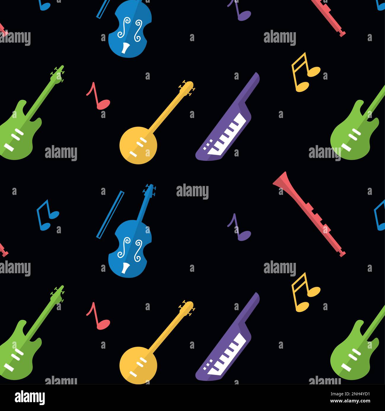 Seamless pattern background with musical instruments Vector Stock ...