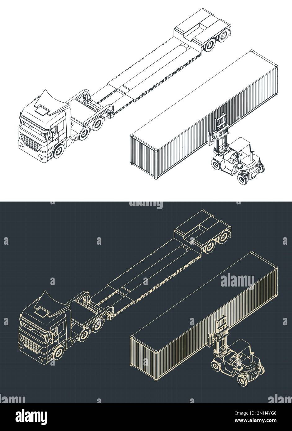 Low loader and trailer Stock Vector Images - Alamy
