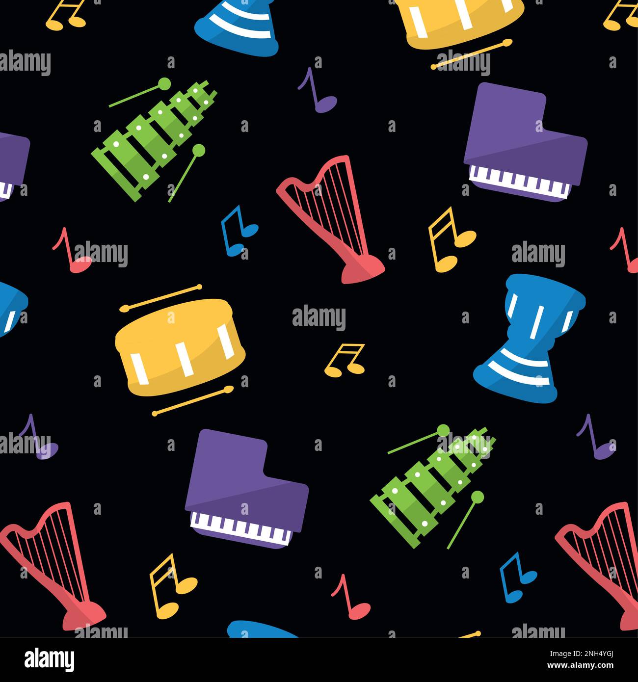 Seamless pattern background with musical instruments Vector Stock ...