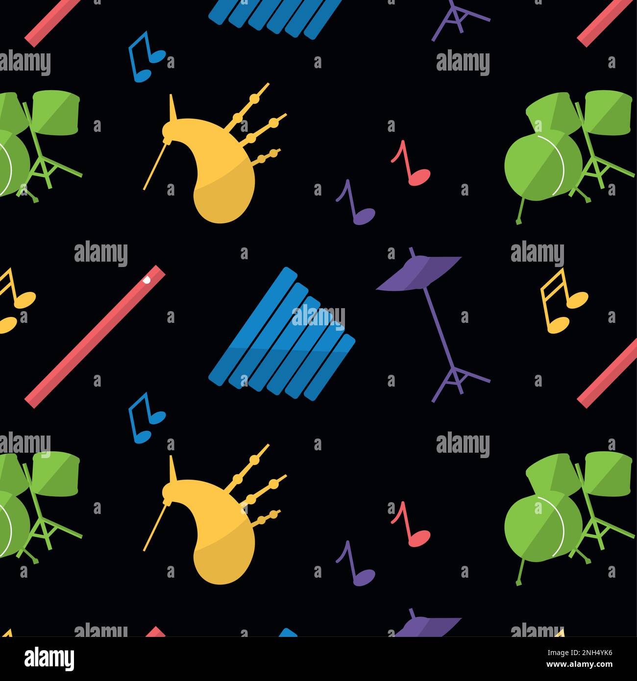 Seamless pattern background with musical instruments Vector Stock ...