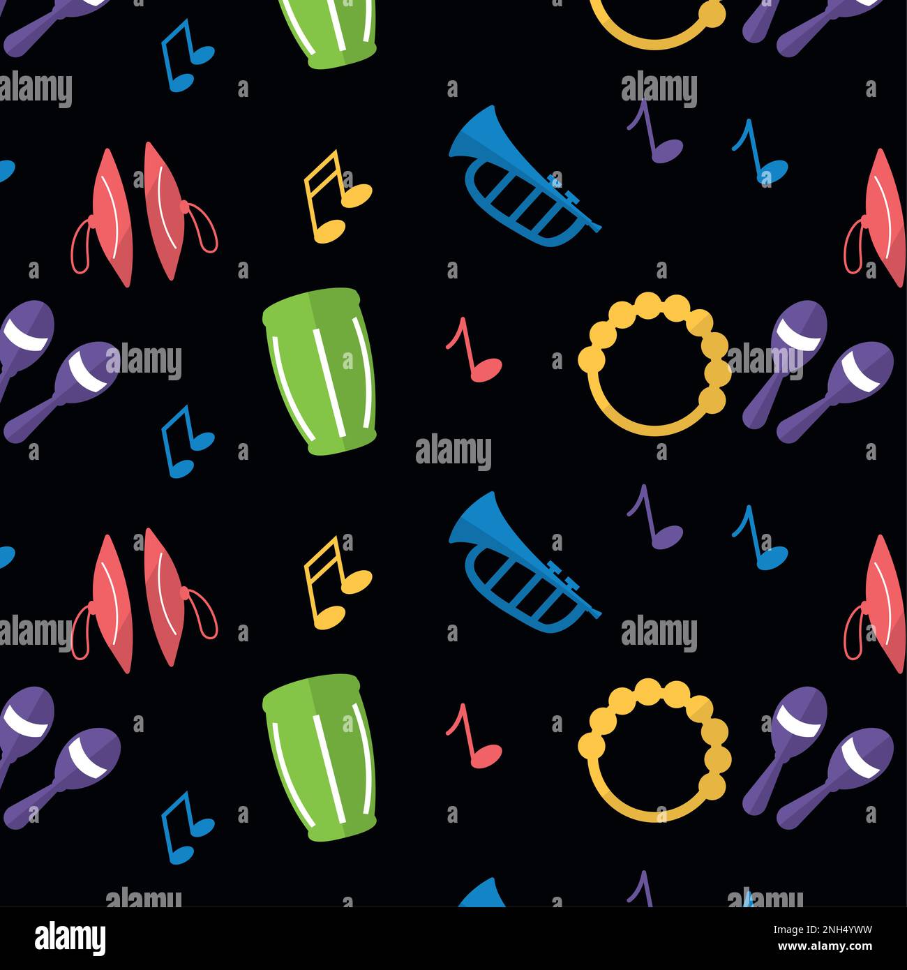 Seamless pattern background with musical instruments Vector Stock ...