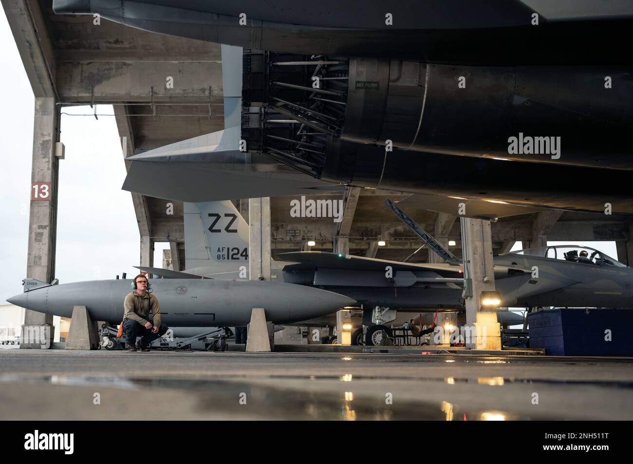 Airman 1st Class Aidan Steffey, 44th Aircraft Maintenance Unit crew ...