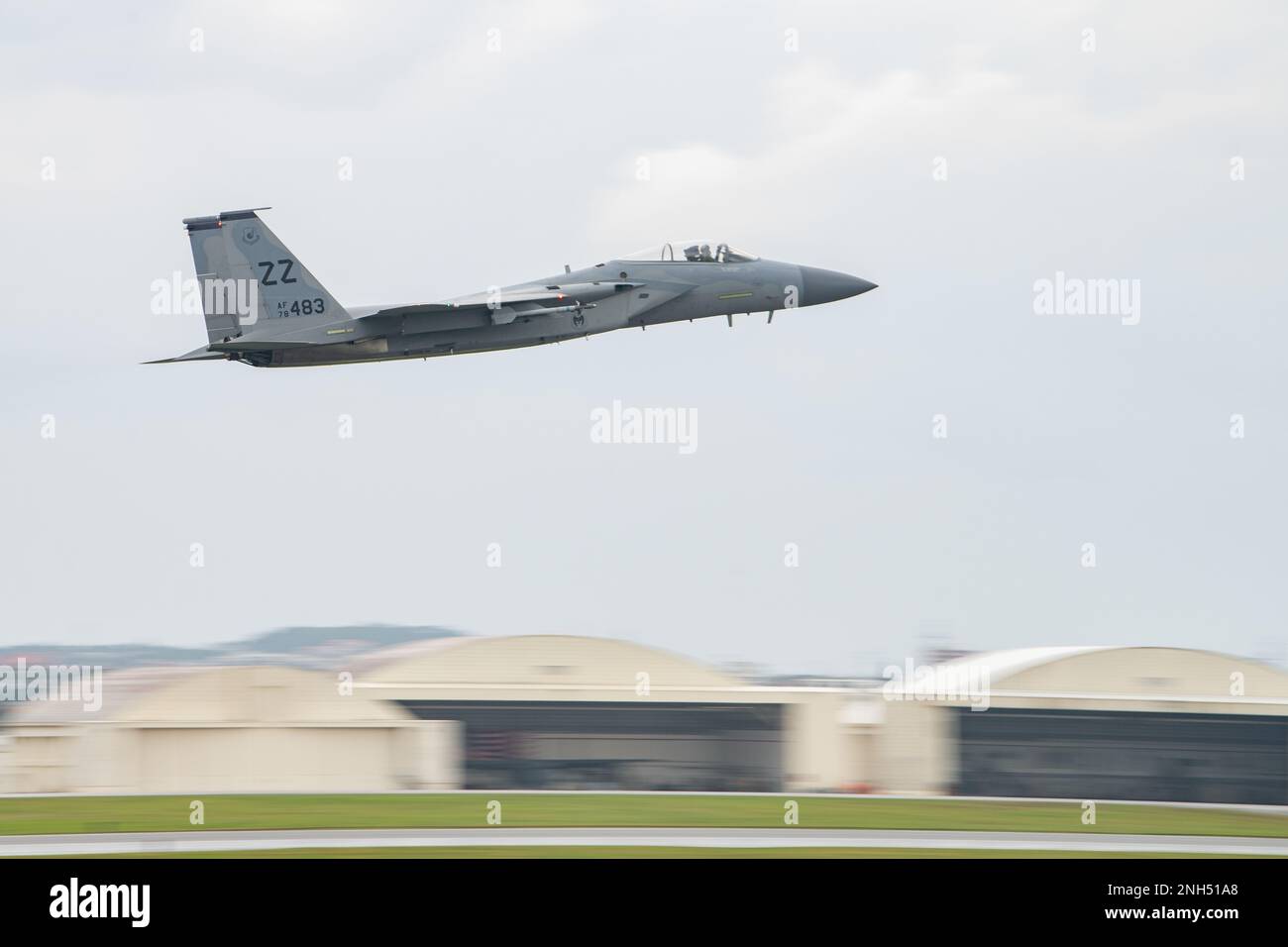 A 44th Fighter Squadron F-15C Eagle takes off at Kadena Air Base, Japan ...