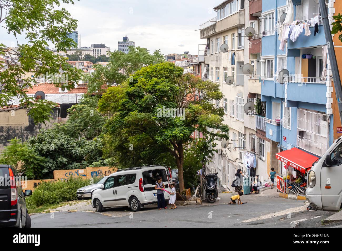 Street life in Dolapdere Beyoğlu Istanbul Turkey. Neighborhoods in ...