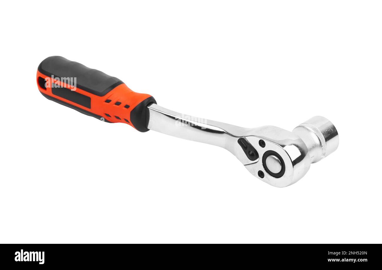Wrench with ratchet isolated on white background Stock Photo - Alamy