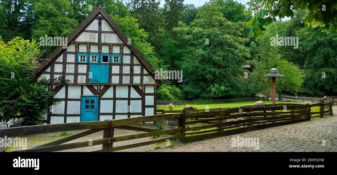 Traditional small house with outdoor decor facade in Germany Stock ...
