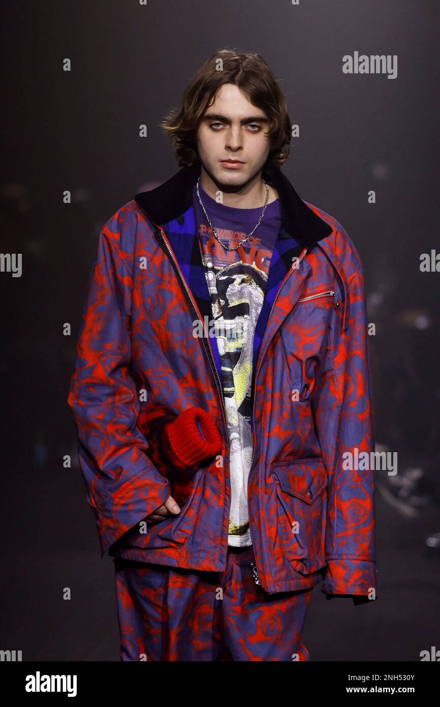 Lennon Gallagher wears a creation for the Burberry Autumn/Winter 2023 ...