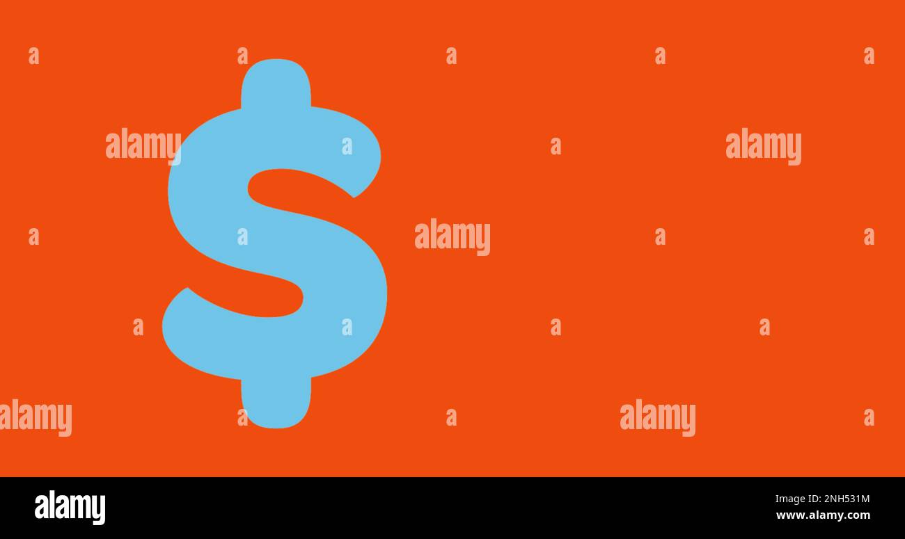 Composition of blue dollar sign over red background Stock Photo - Alamy