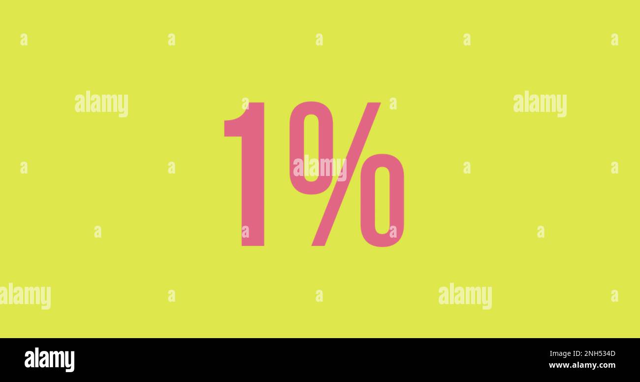 Composition of 1 percent over yellow background Stock Photo - Alamy