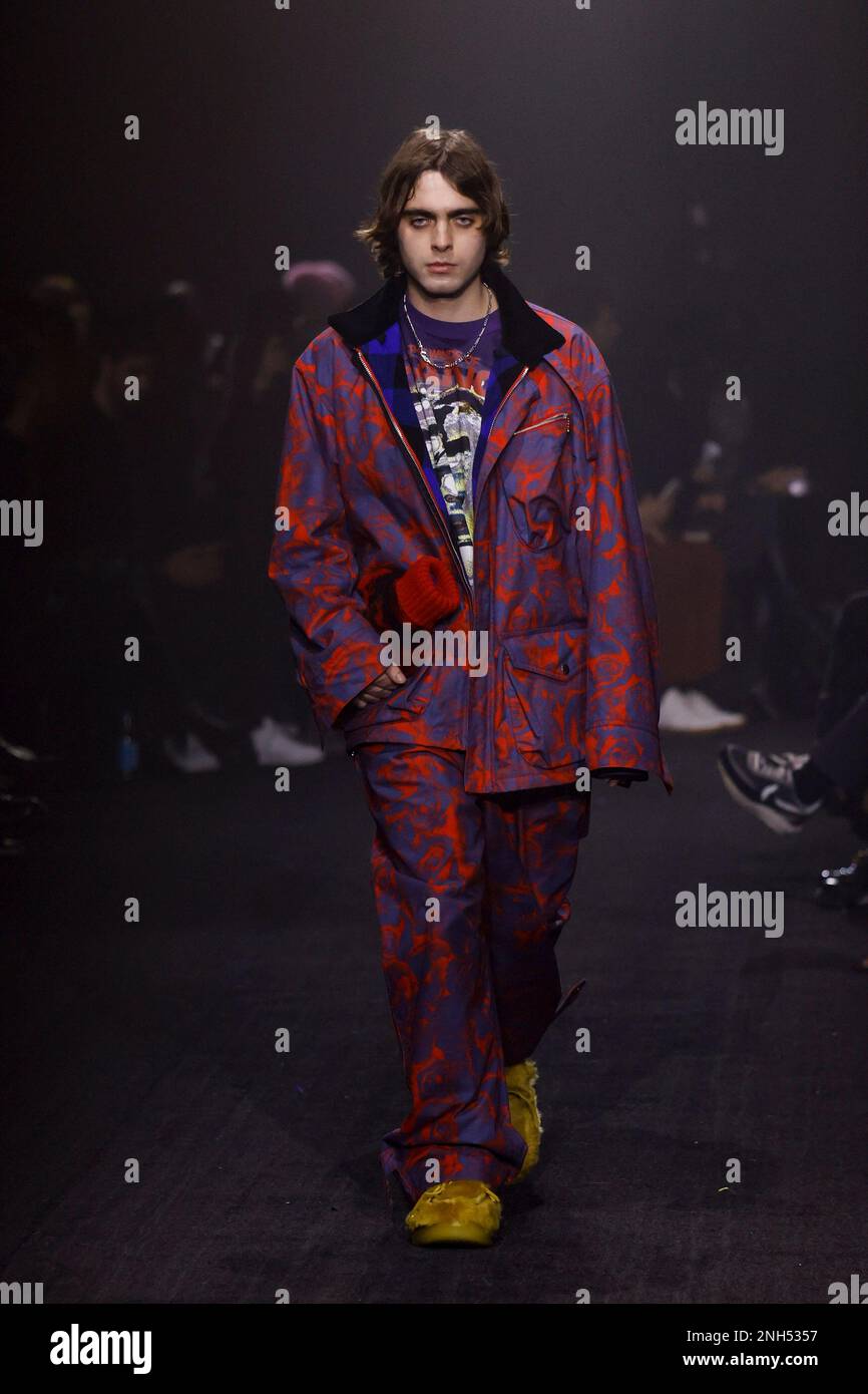 Lennon Gallagher wears a creation for the Burberry Autumn/Winter 2023 ...