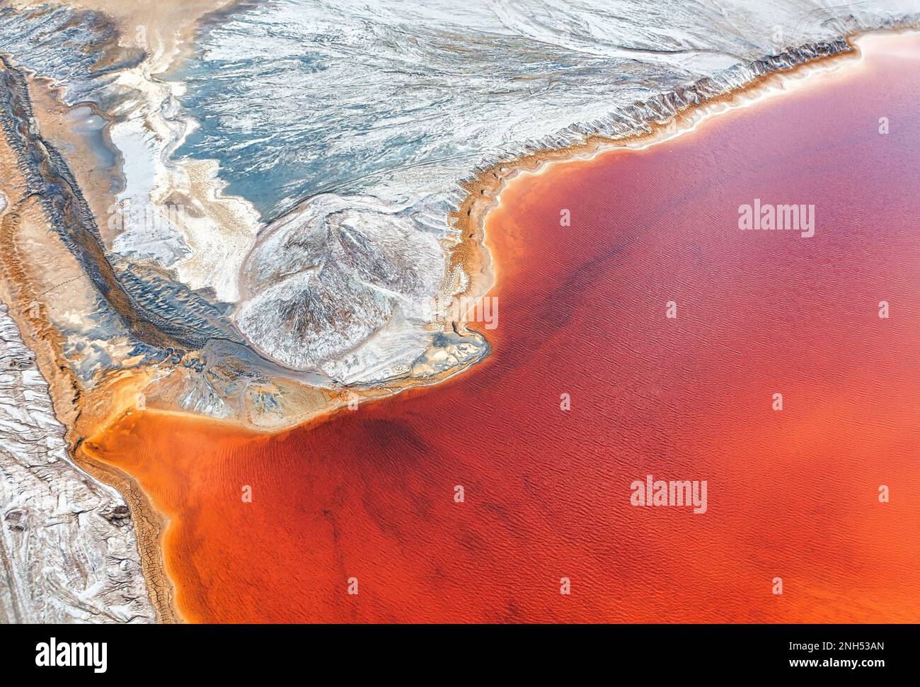vast titanium mine with tailing ponds filled with technical fluids used ...