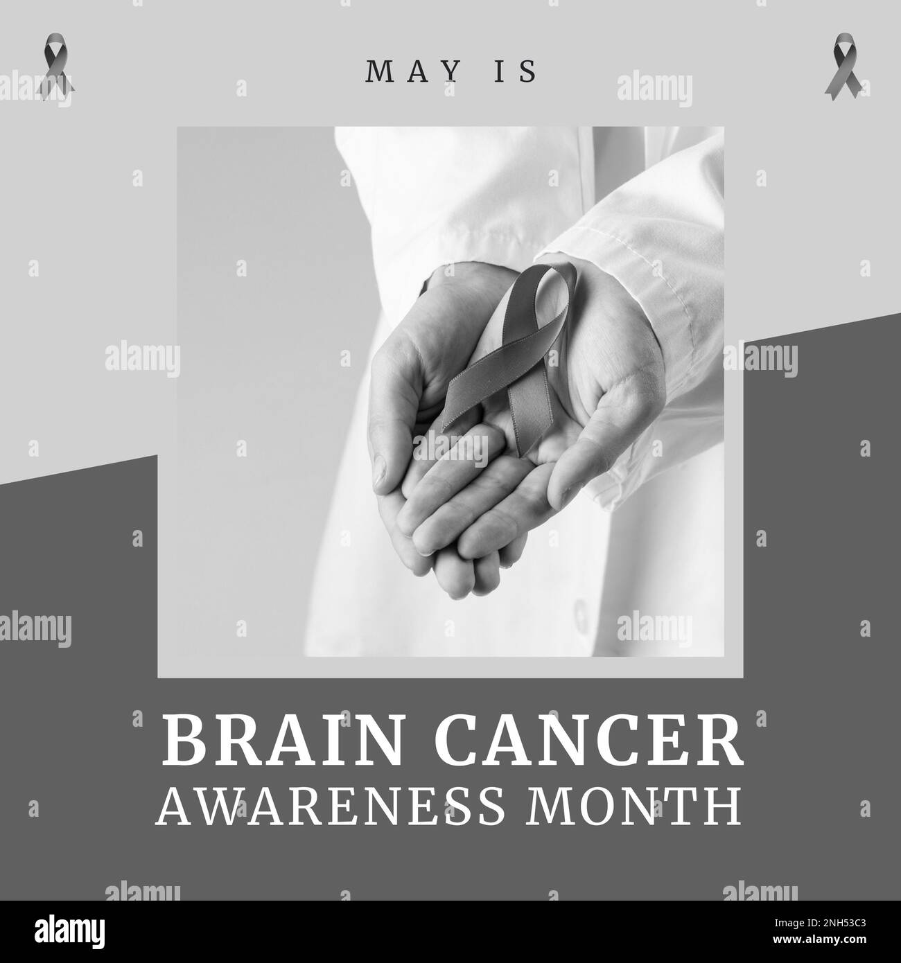 Composition of brain cancer awareness month text over doctor holding ...