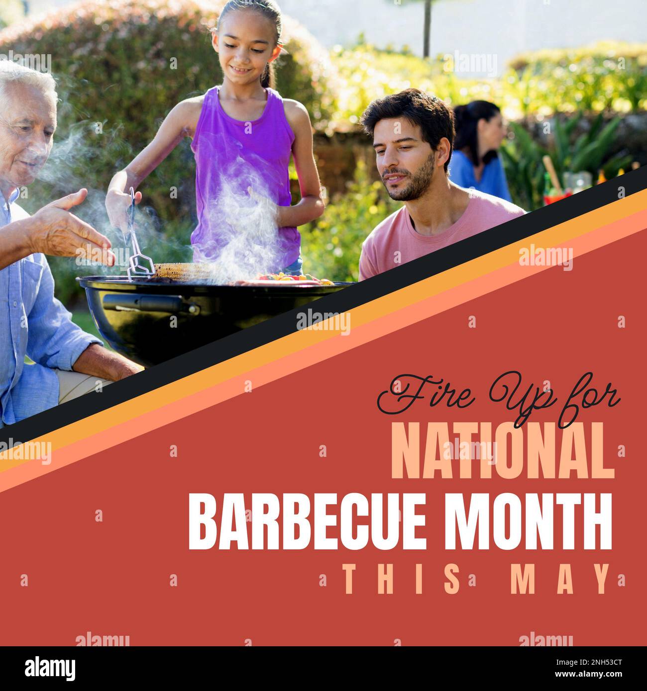 Fire up for national barbecue month this may text over diverse family ...