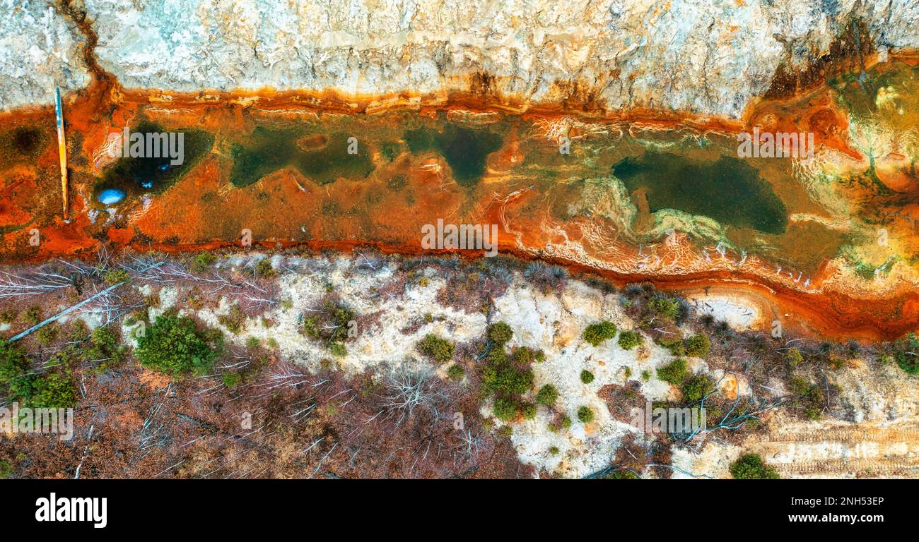 This aerial photograph shows the devastating impact of industrial ...