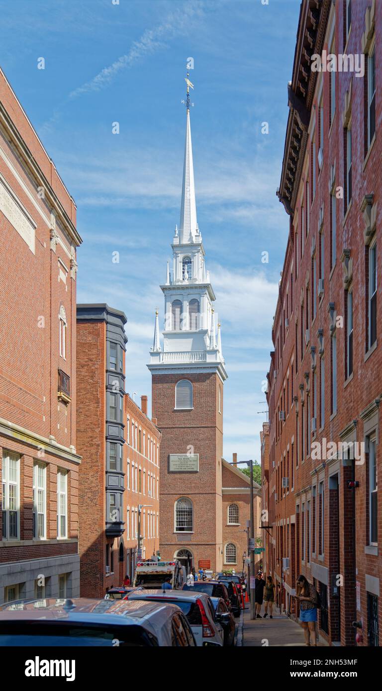 Boston North End: Old North Church, site of the famous “one if by land and two if by sea” signal ...