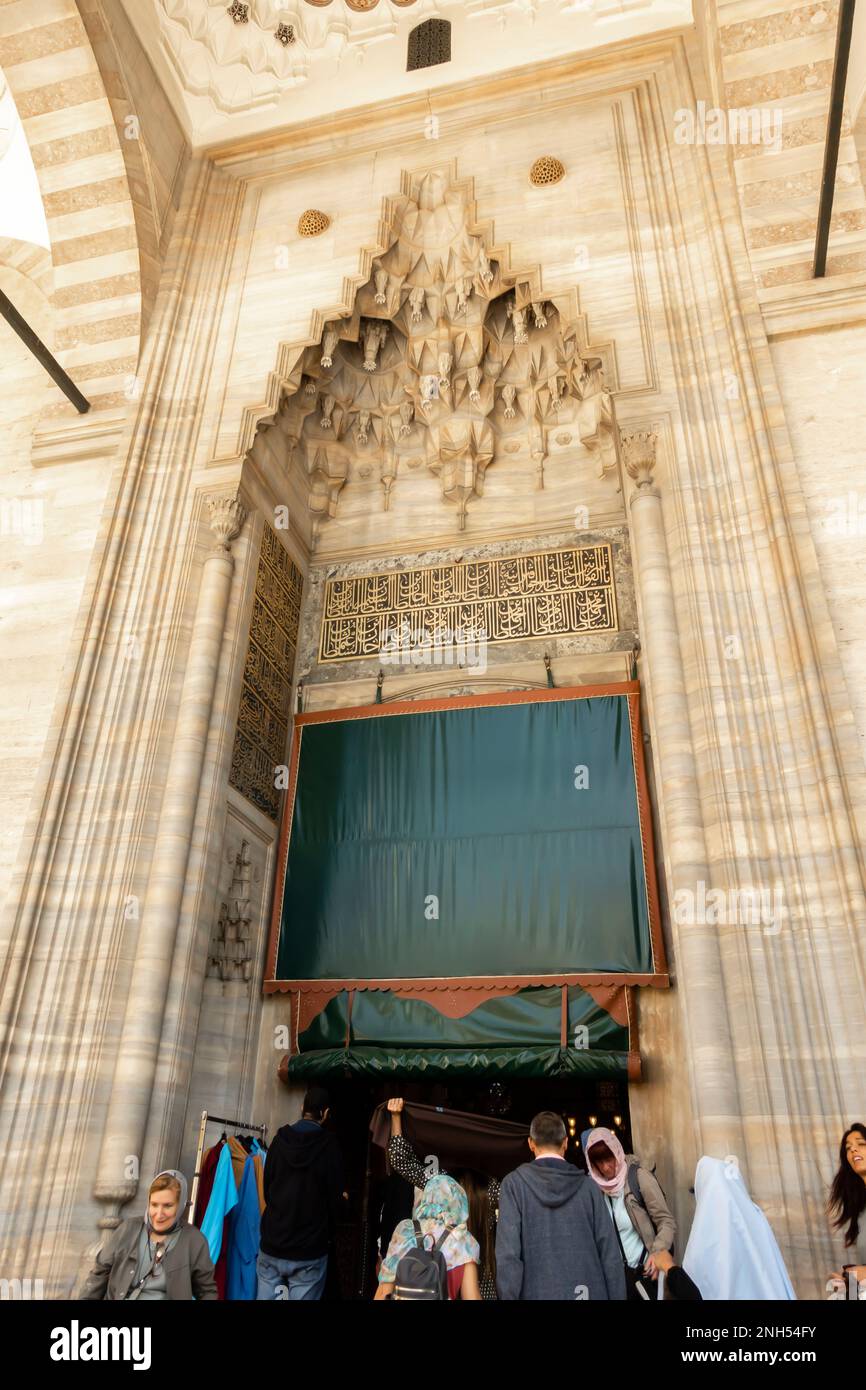 Süleymaniye Mosque decor detail. an Ottoman imperial mosque located on ...