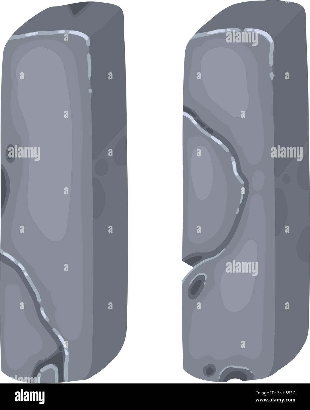 Stone Plate Board Banner For Games Gui Design Element Rock Metal Panel Button Key Frame