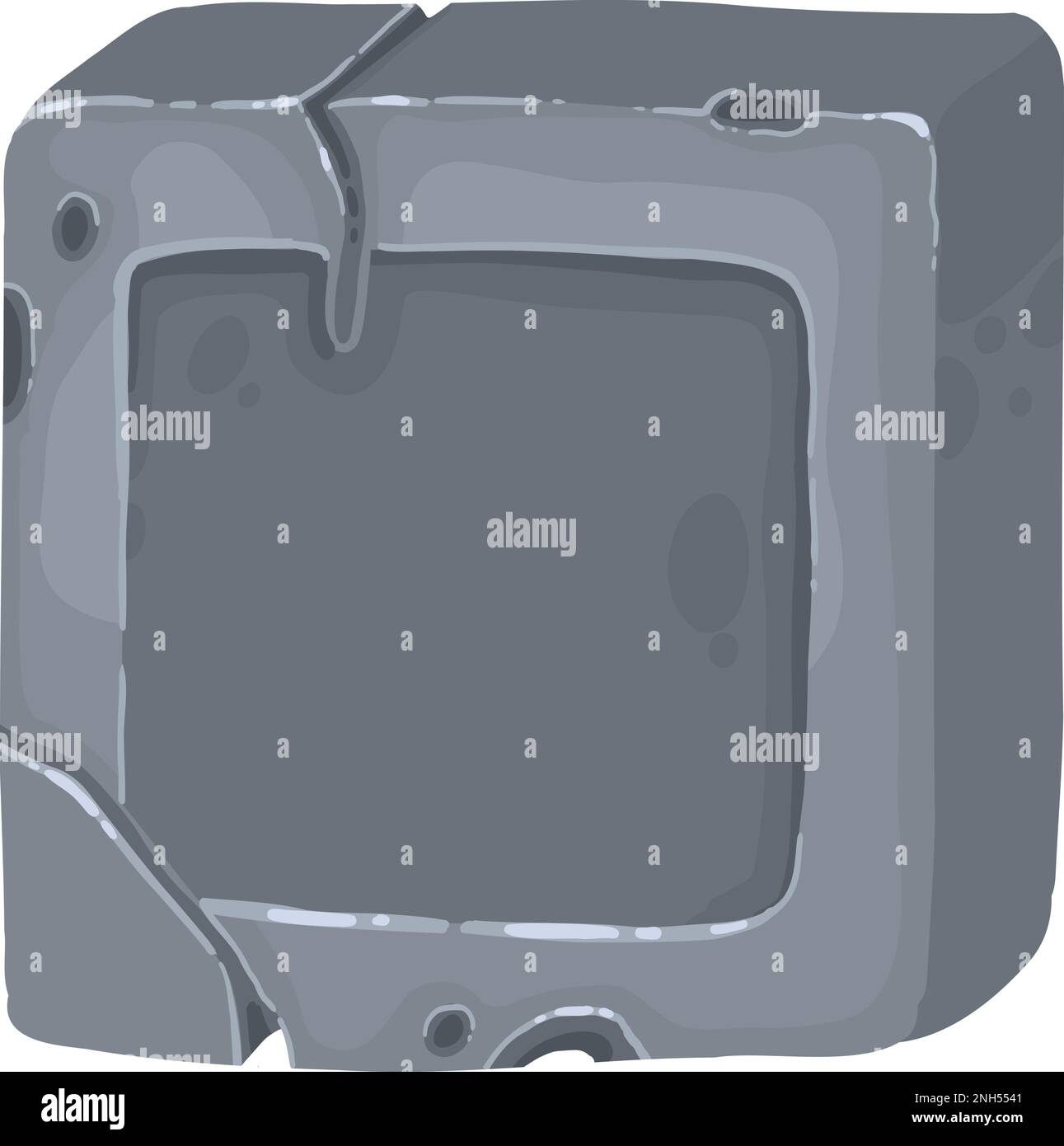 Stone Plate Board Banner For Games Gui Design Element Rock Metal Panel Button Key Frame