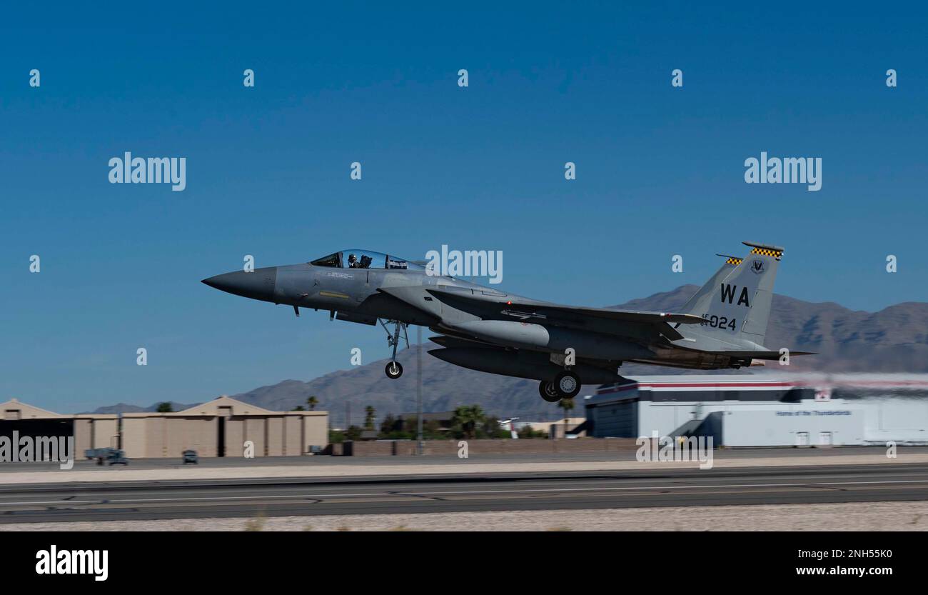An F-15C assigned to the 57th Wing, Nellis Air Force Base, takes off ...