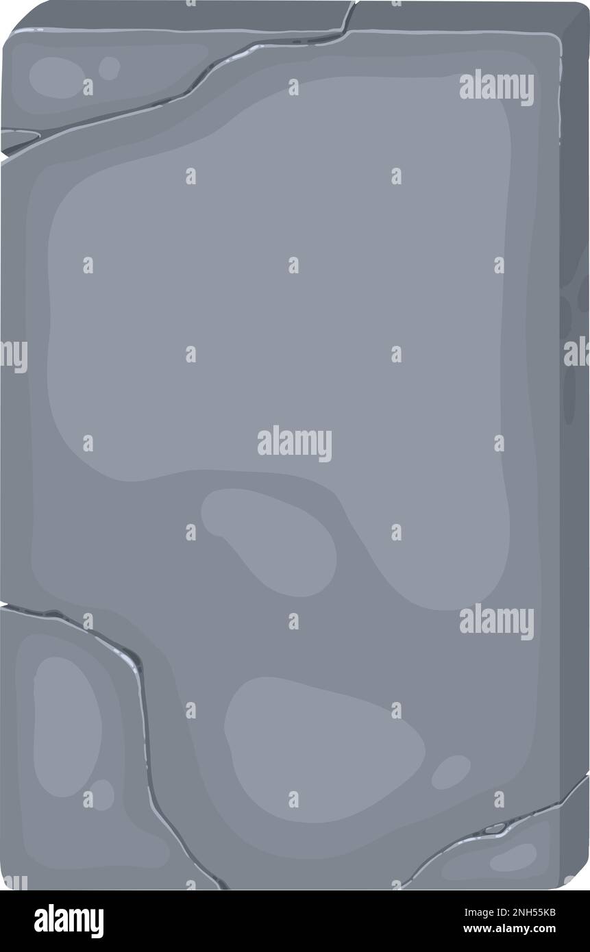 Stone plate, board, banner for games. GUI design element. Rock, metal ...