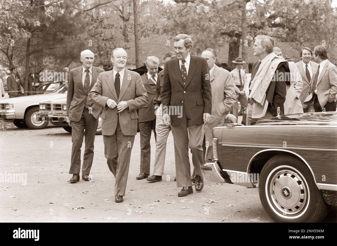 Former Vice President Hubert Humphrey and Senator Edmund Muskie arrive ...