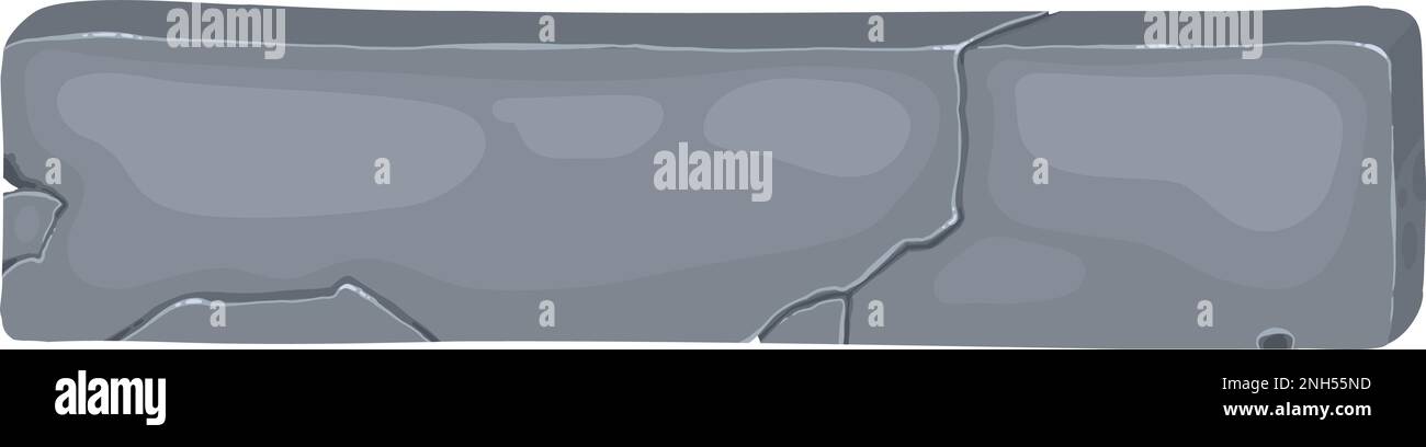 Stone plate, board, banner for games. GUI design element. Rock, metal ...