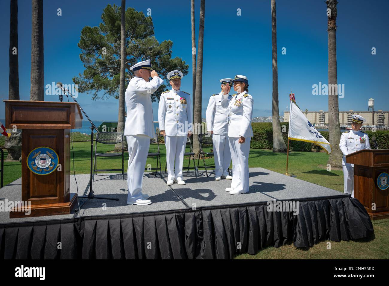Captain Ryan Manning salutes Captain Rebecca Ore, Sector Los Angeles ...